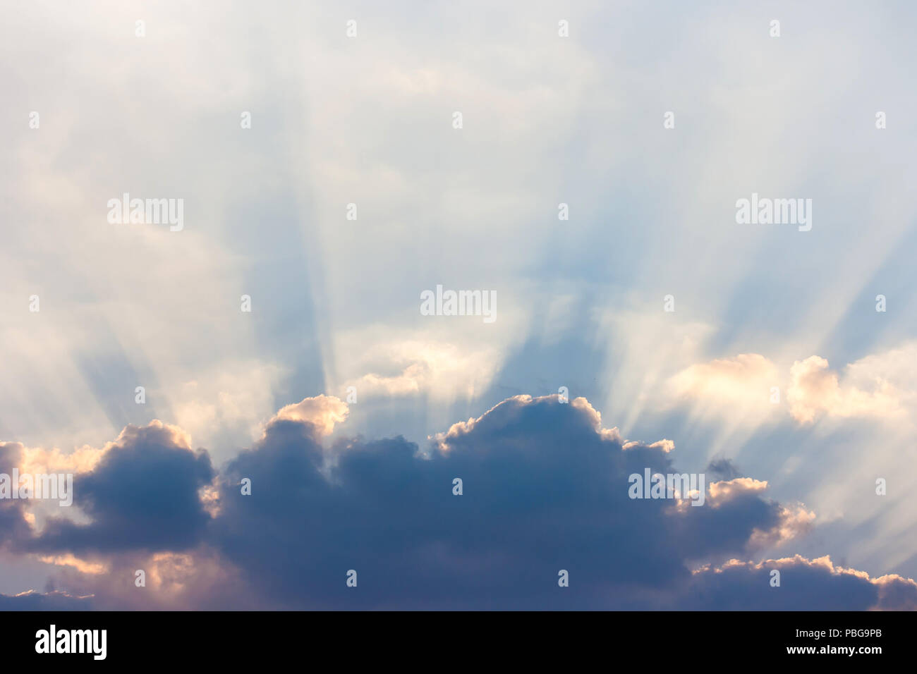 Sky and cloud with sunray, sunbeam Stock Photo - Alamy