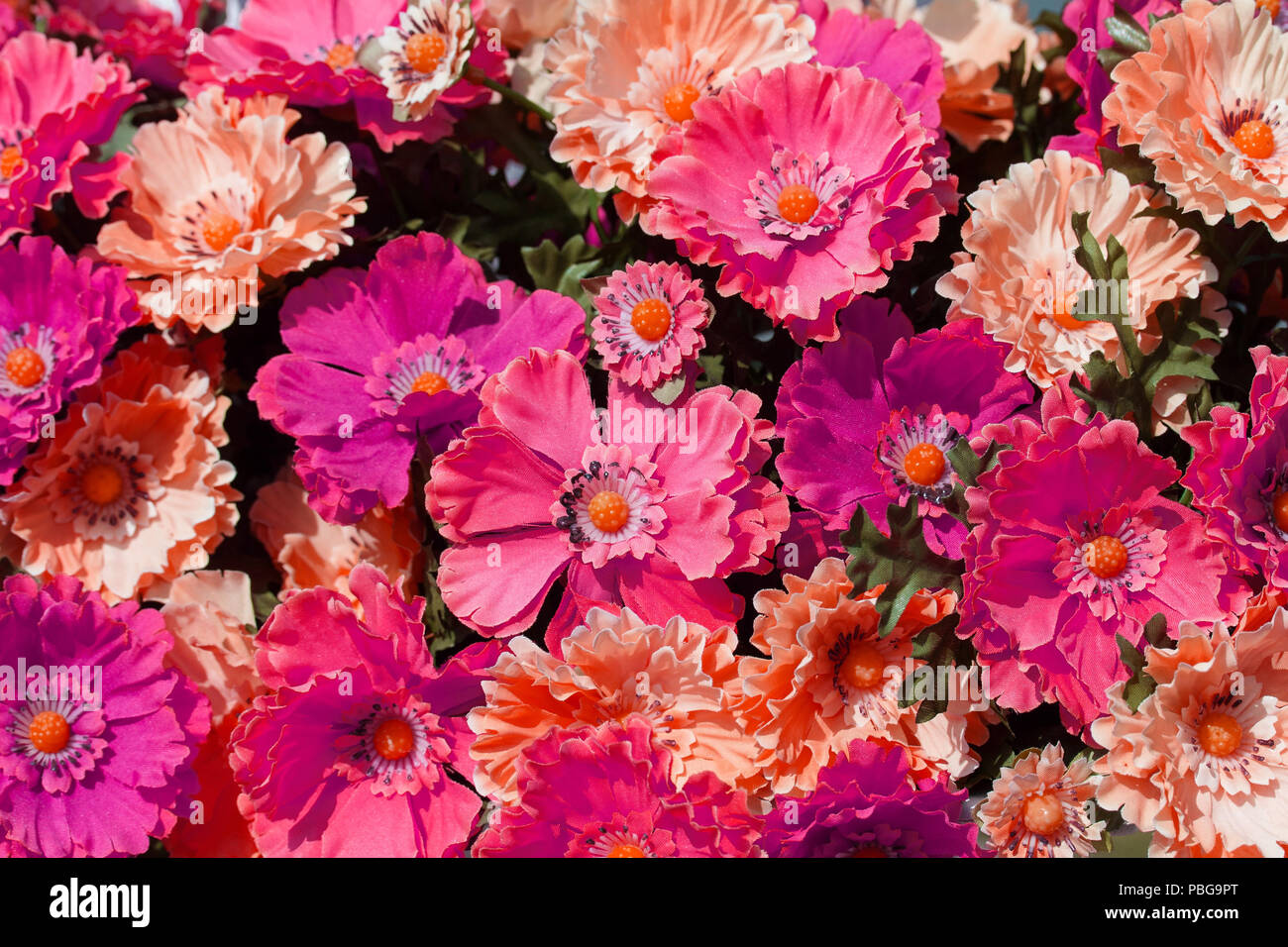 Beautiful colors of plastic flowers Stock Photo - Alamy