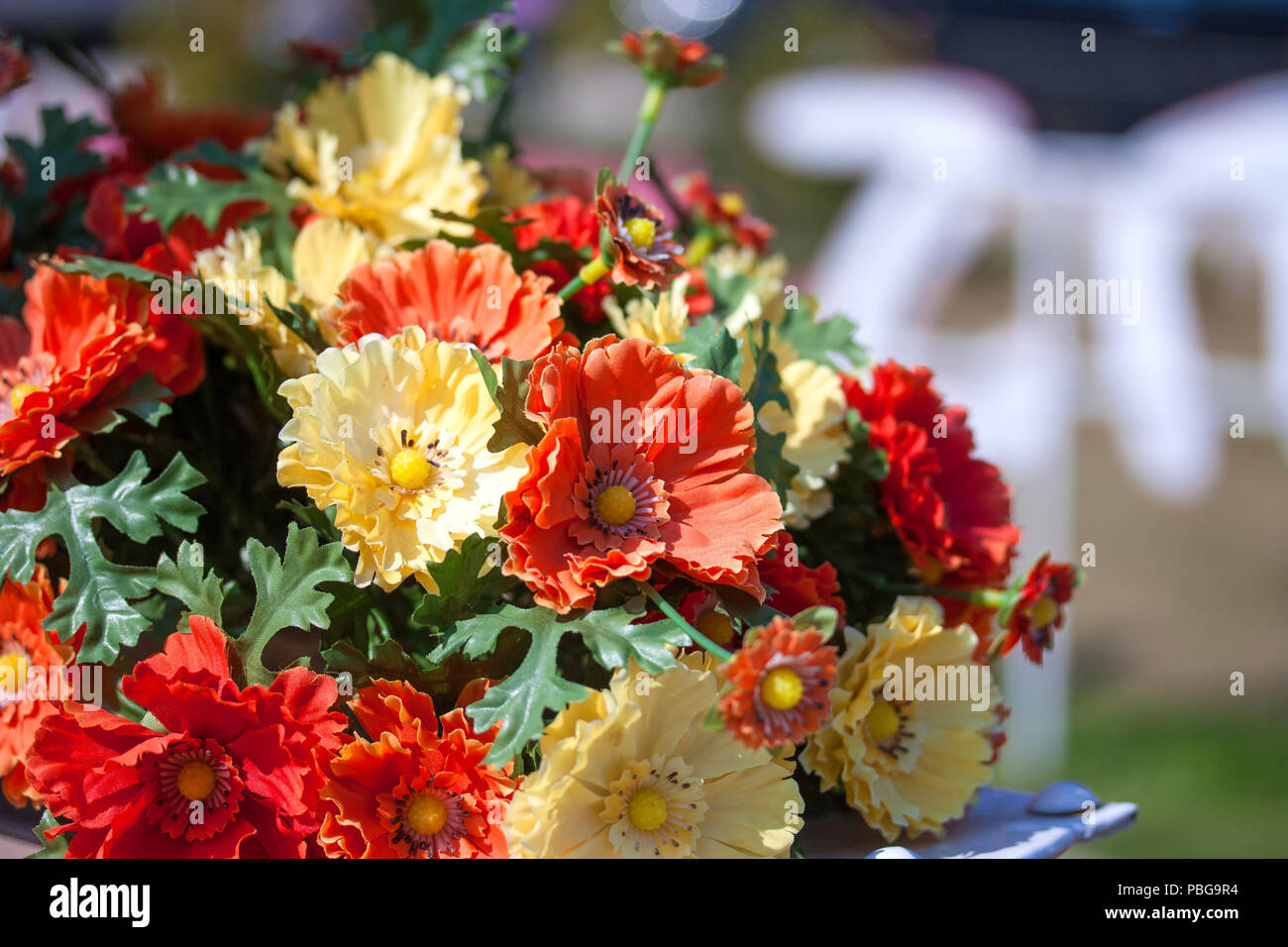 Beautiful colors of plastic flowers Stock Photo - Alamy