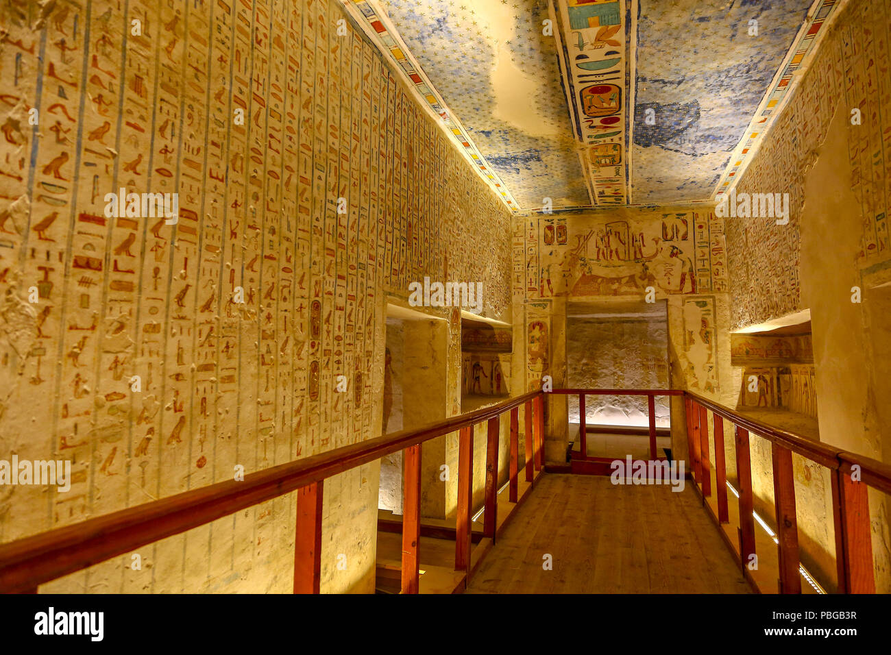 Hieroglyphics inside the tomb of Ramses iv or Ramesses iv (KV2) in the ...