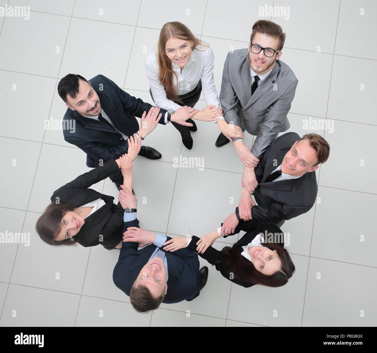 concept of partnership. business people standing in a circle Stock ...