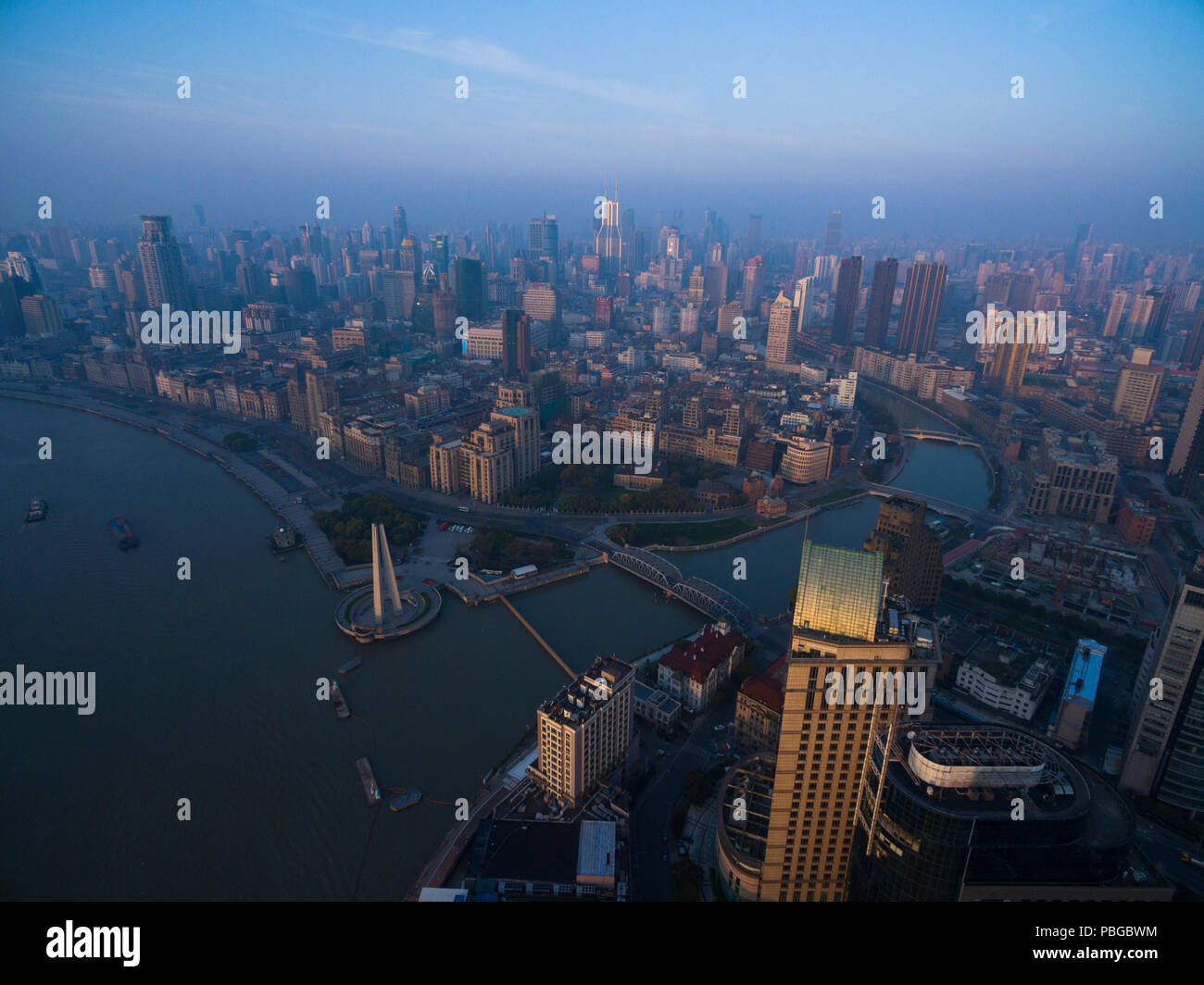 aerial view of Lujiazui shanghai China Cityscape in the morning Stock ...