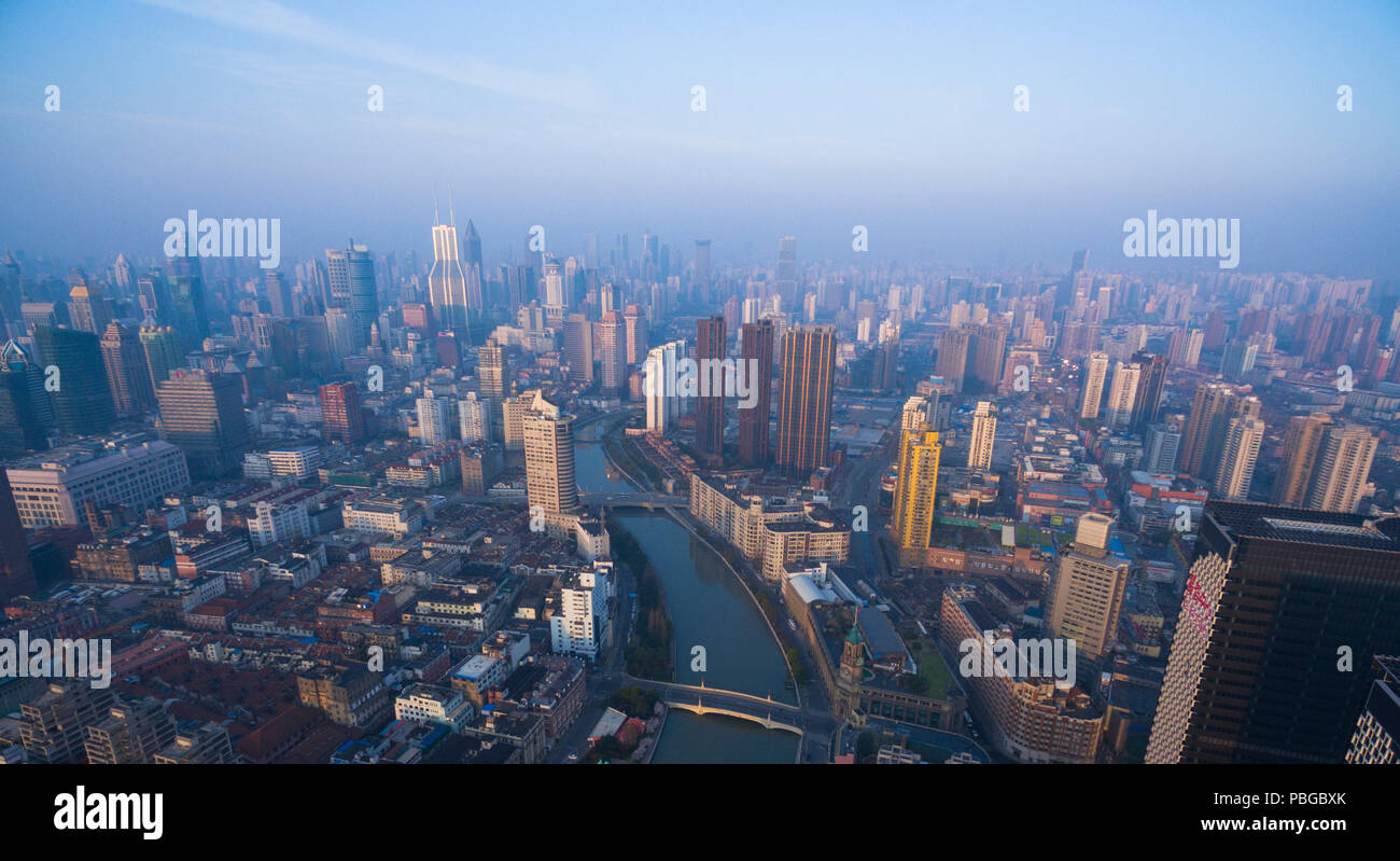 aerial view of Lujiazui shanghai China Cityscape in the morning Stock ...