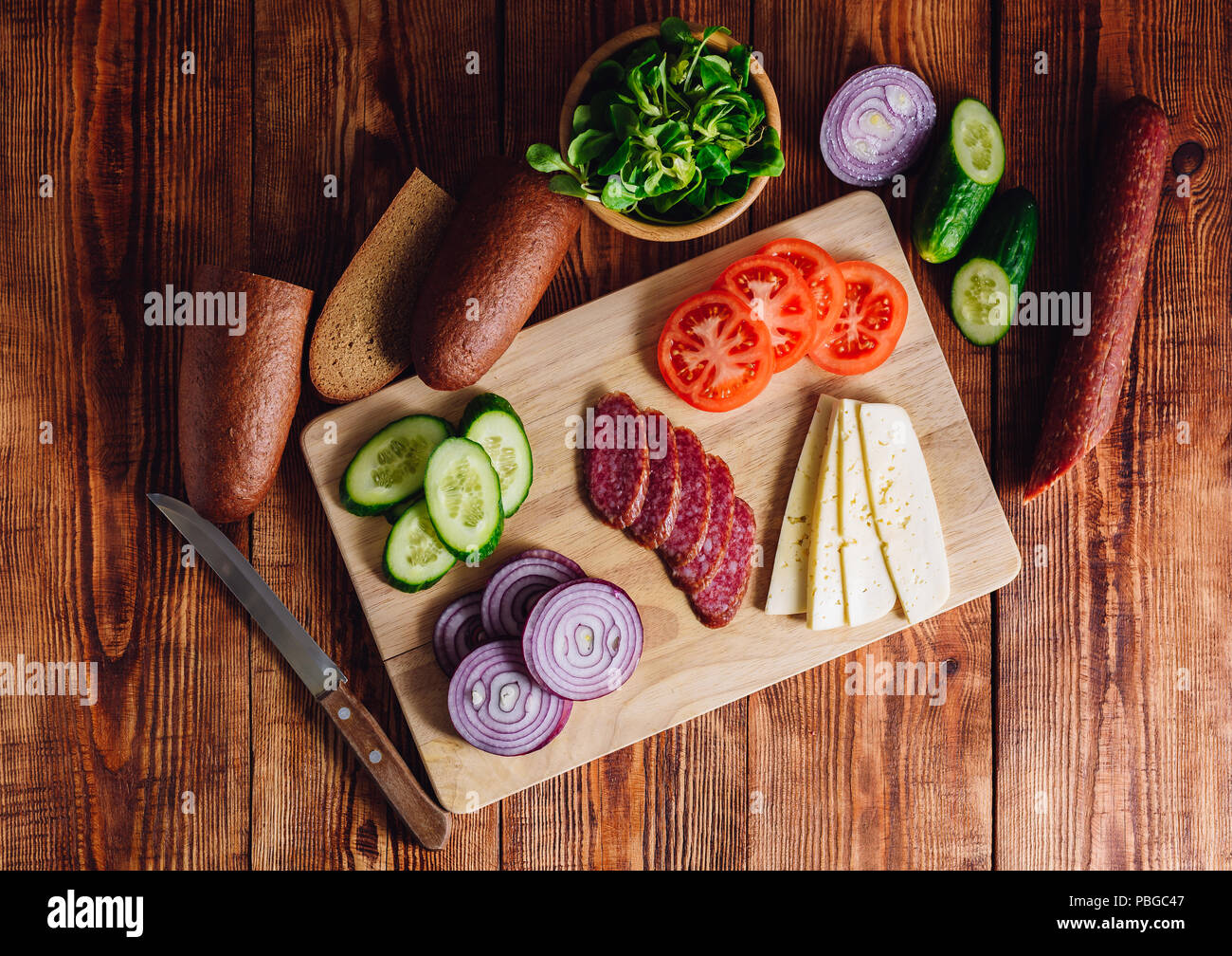 Ingredients for Making Sandwhich. View from Above Stock Photo - Alamy