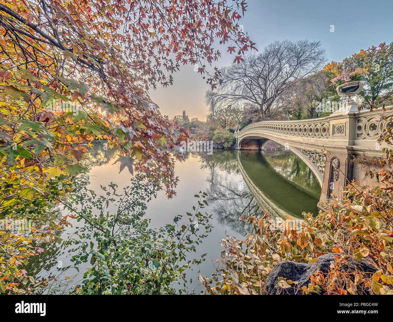 The Bow Bridge is a cast iron bridge located in Central Park, New York ...