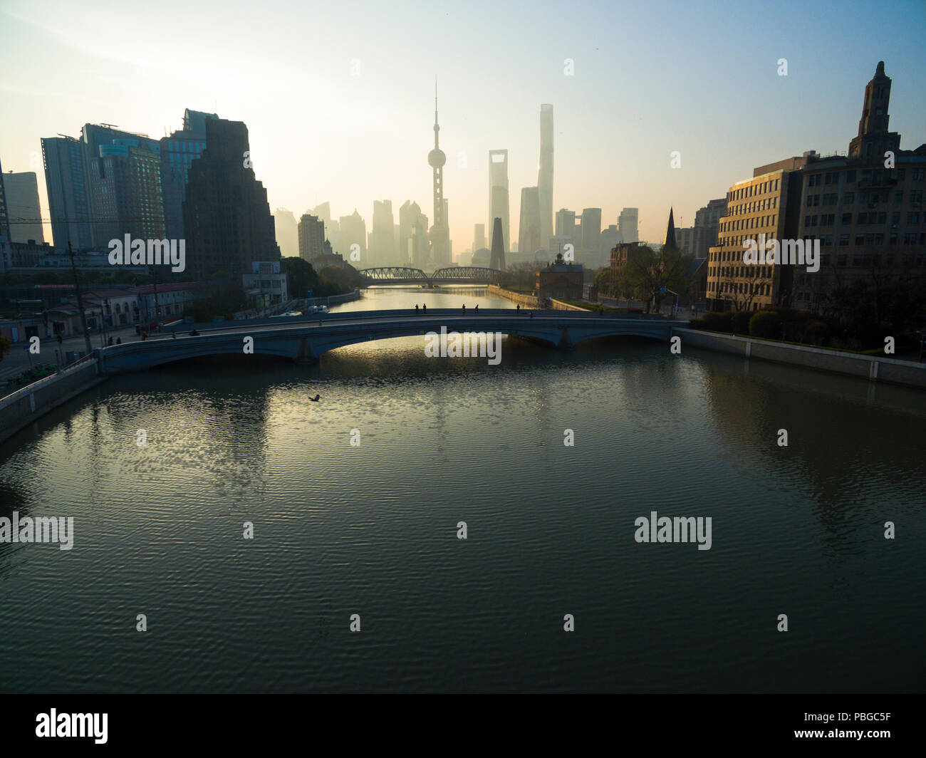aerial view of Lujiazui shanghai China Cityscape in the morning Stock ...