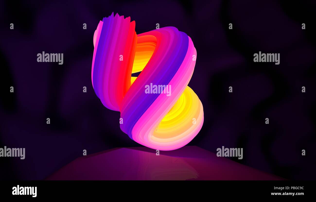 Illustration of an abstract logo neon shape rotation Stock Photo - Alamy