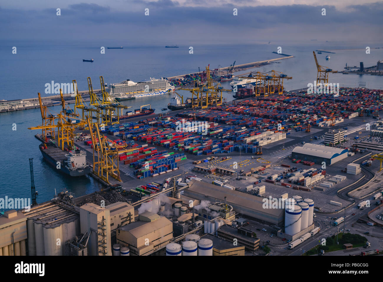 View of the sea port cargo terminal from high point Stock Photo - Alamy
