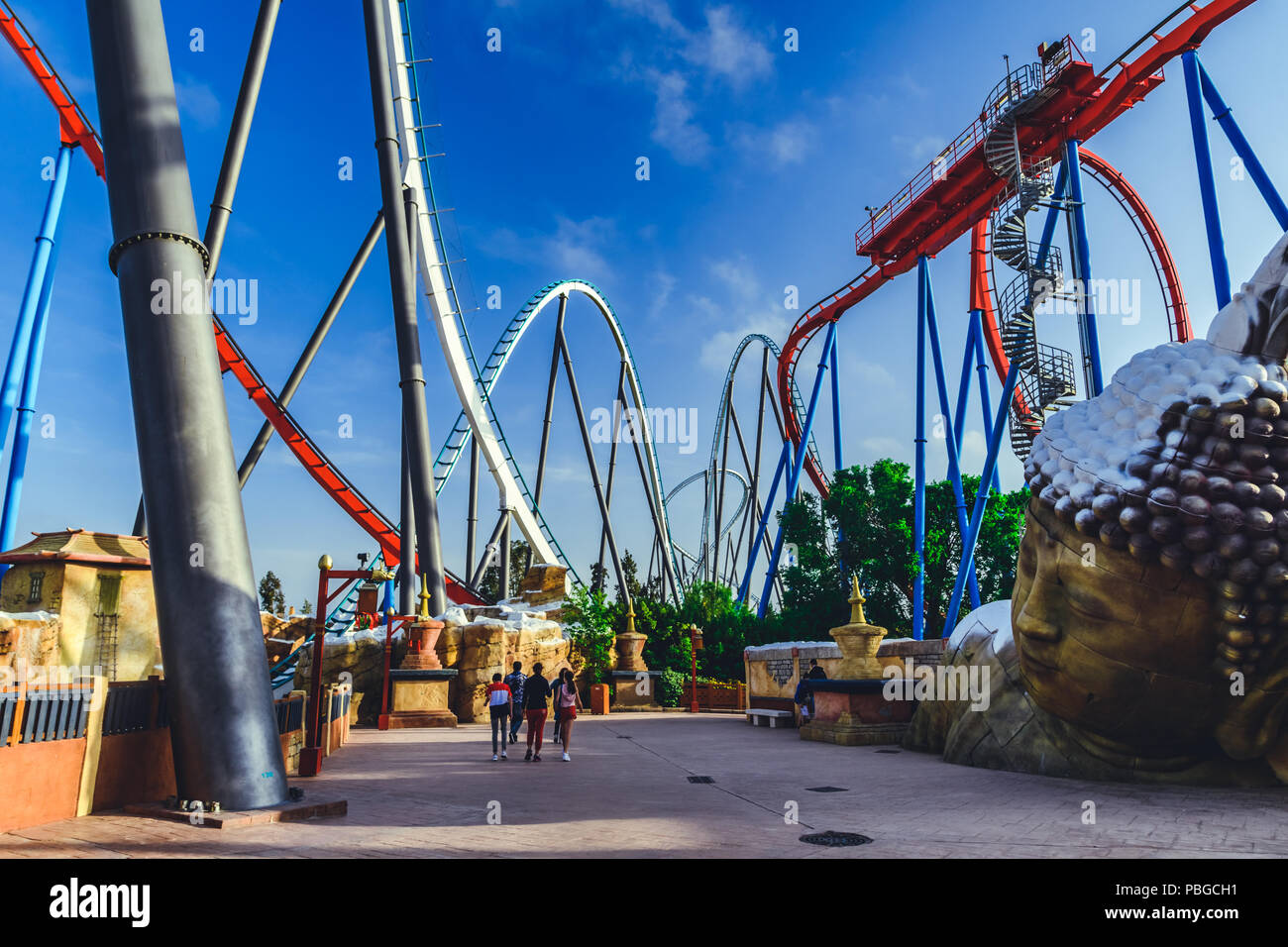 Amazing attraction park in summer. One of the biggest park in Europe ...