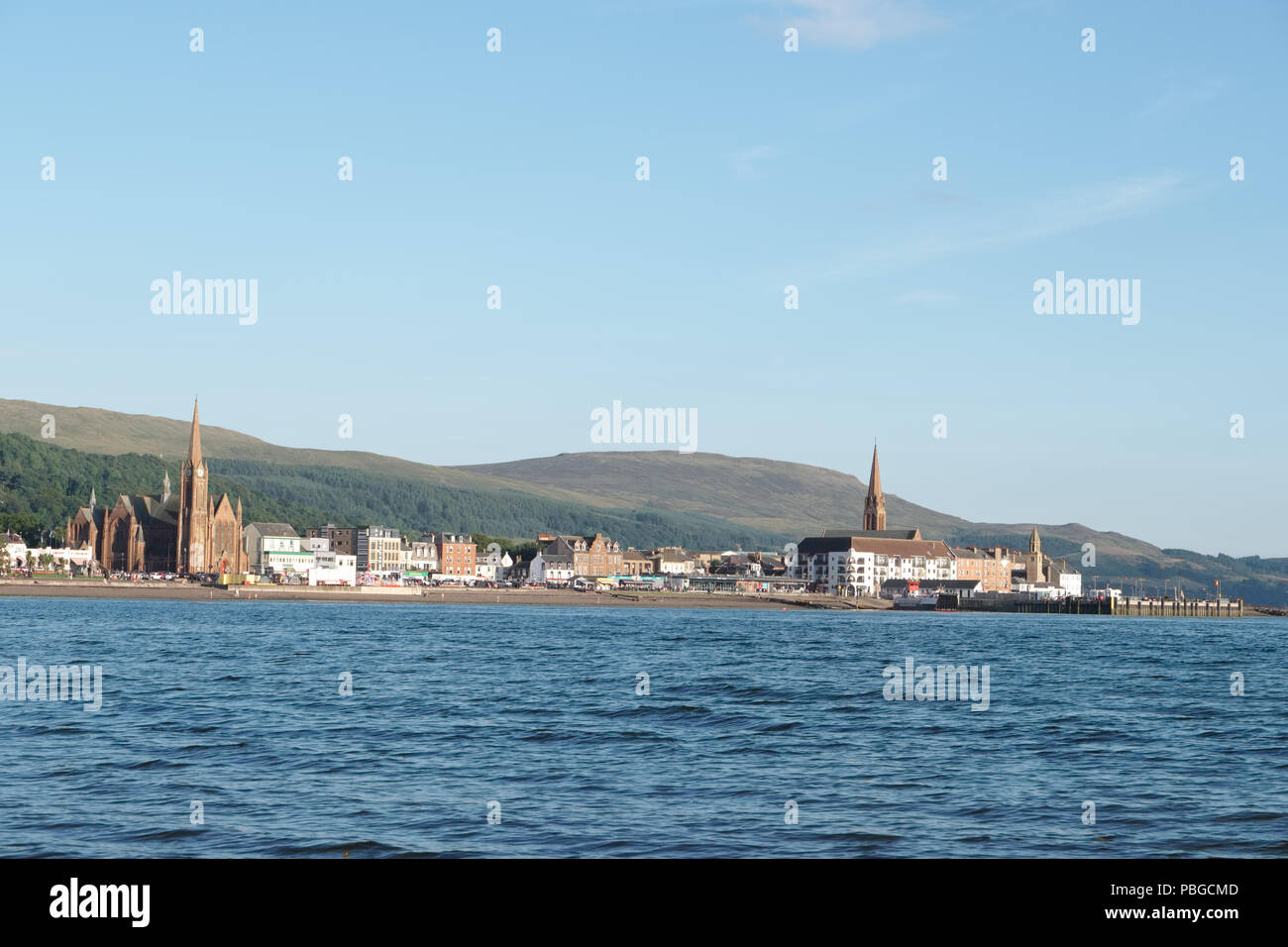 Largs in Scotland during unusualy hot weather with clear skys above the ...