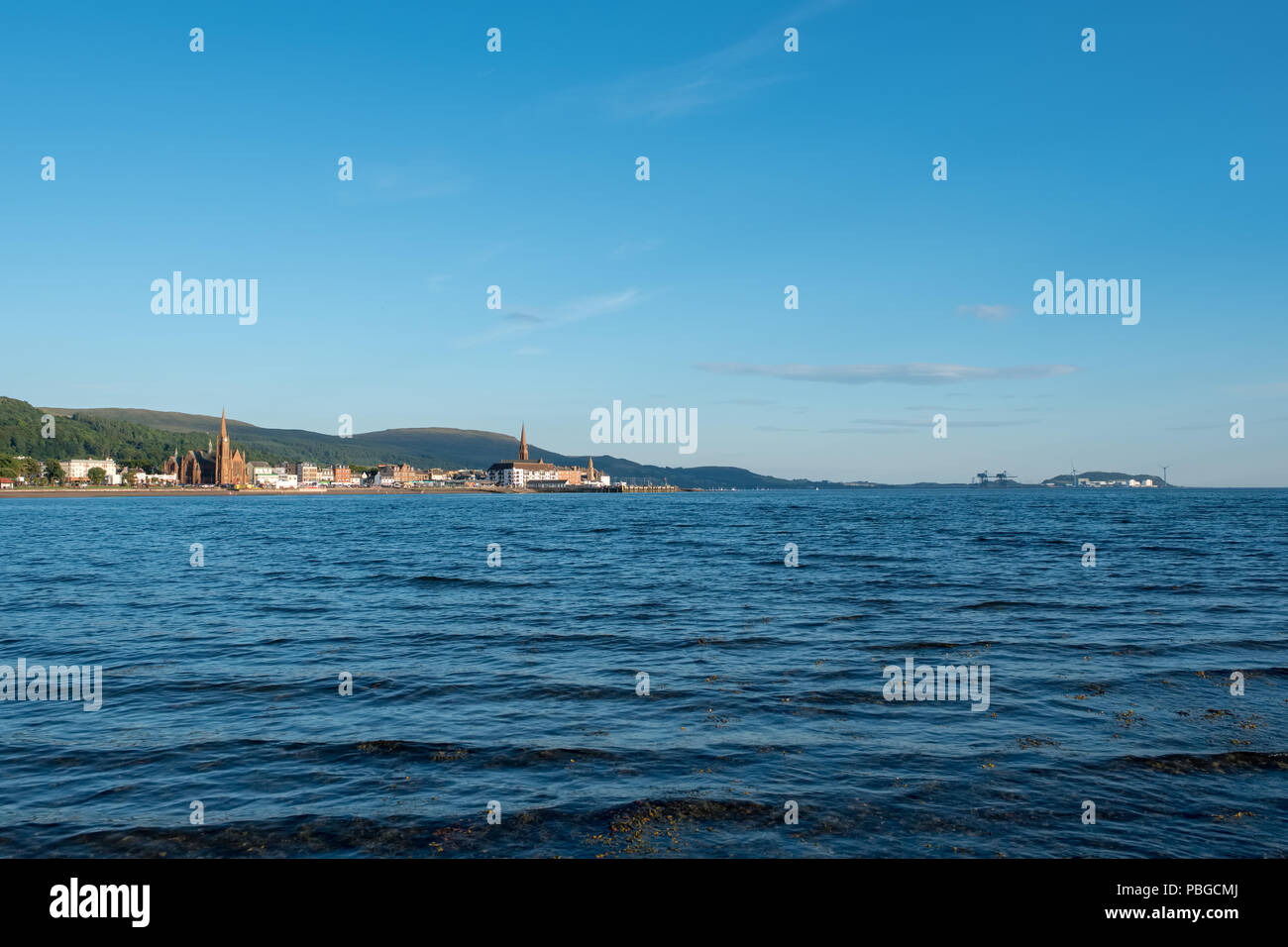 Largs in Scotland during unusualy hot weather with clear skys above the ...