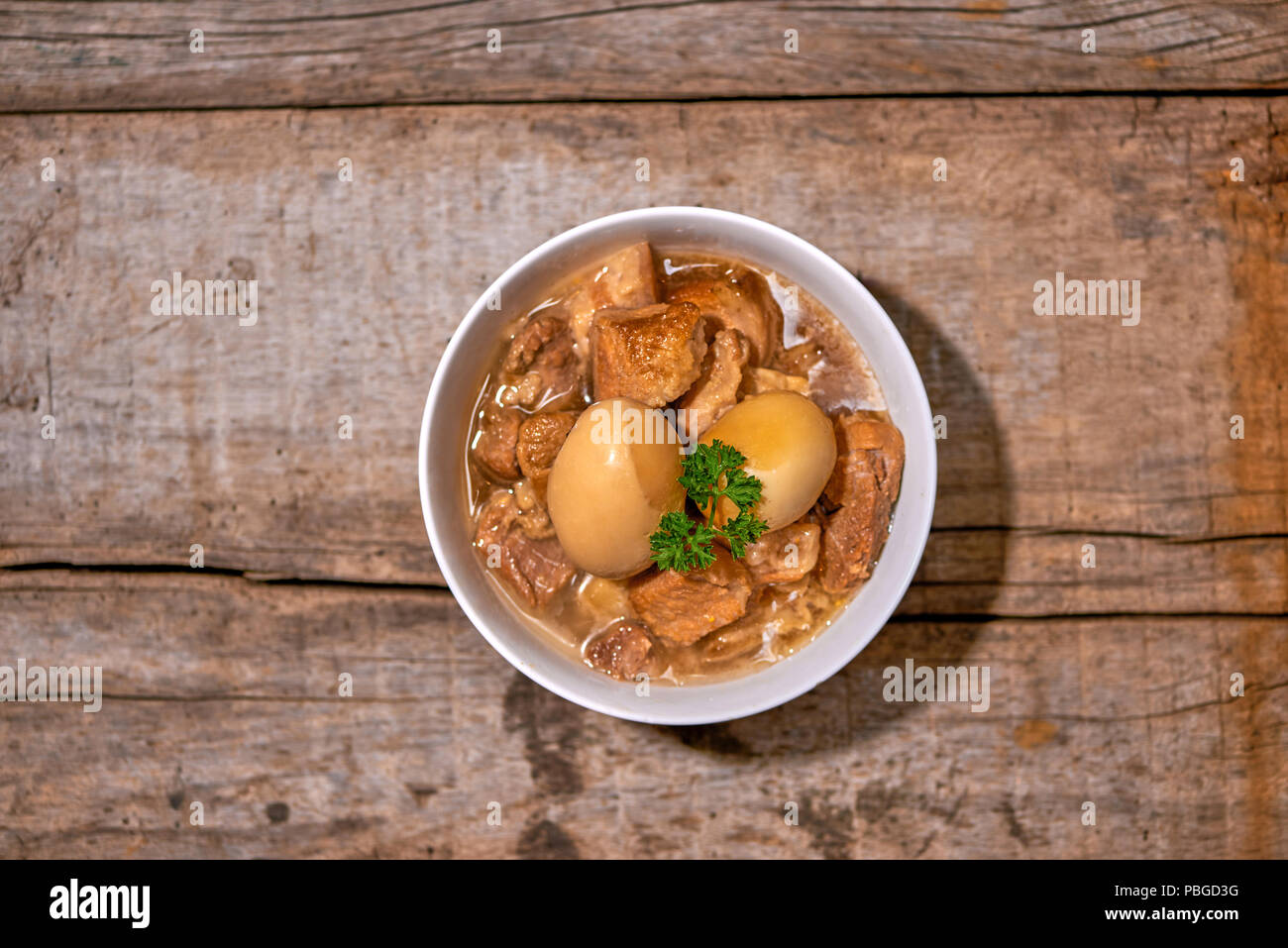 Braised three layer pork with seasoned boiled egg Stock Photo - Alamy