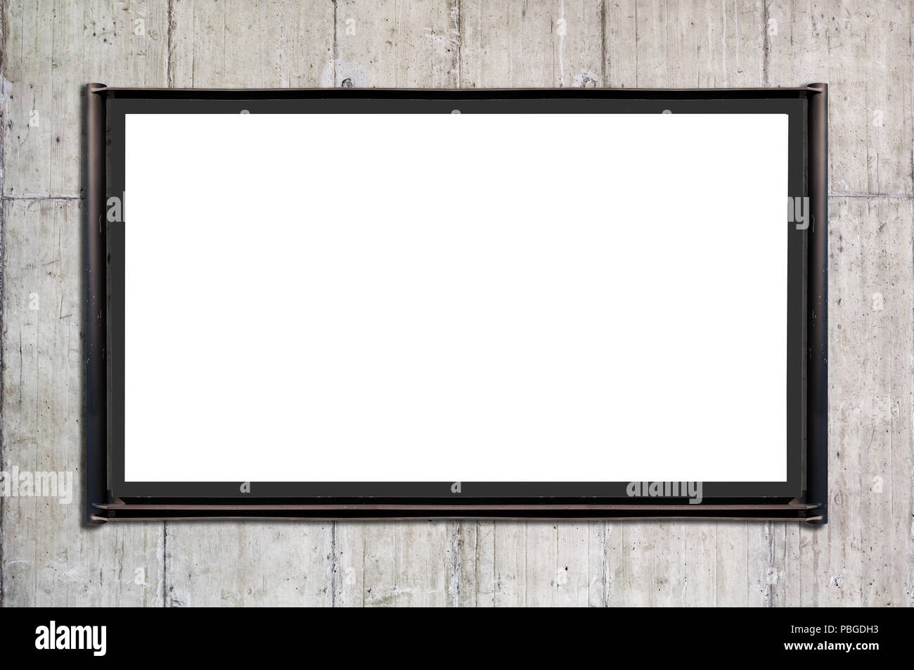 Big billboard on Background texture of modern gray concrete wall made ...