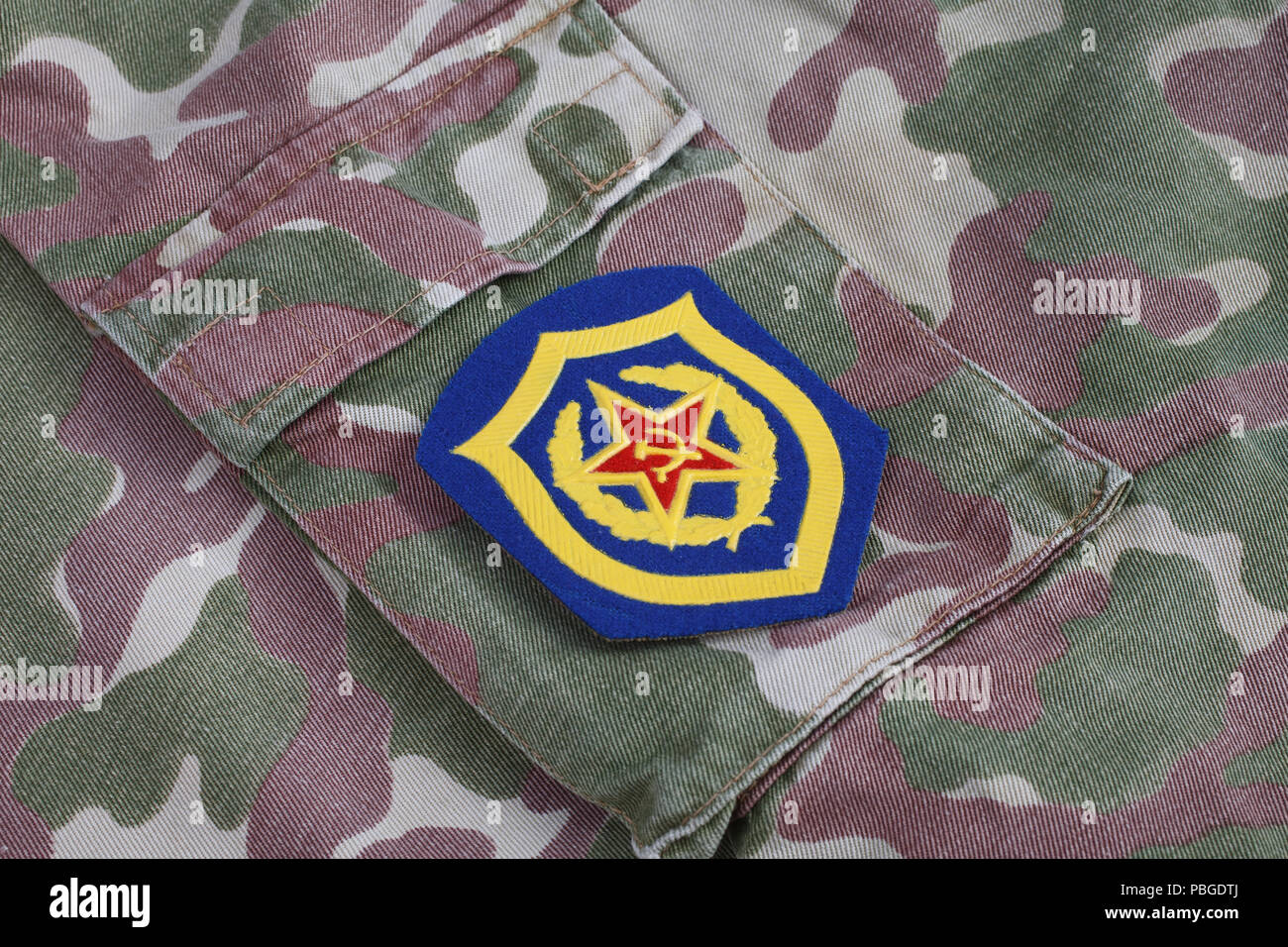 Soviet Army Mechanized infantry shoulder patch on camouflage uniform ...