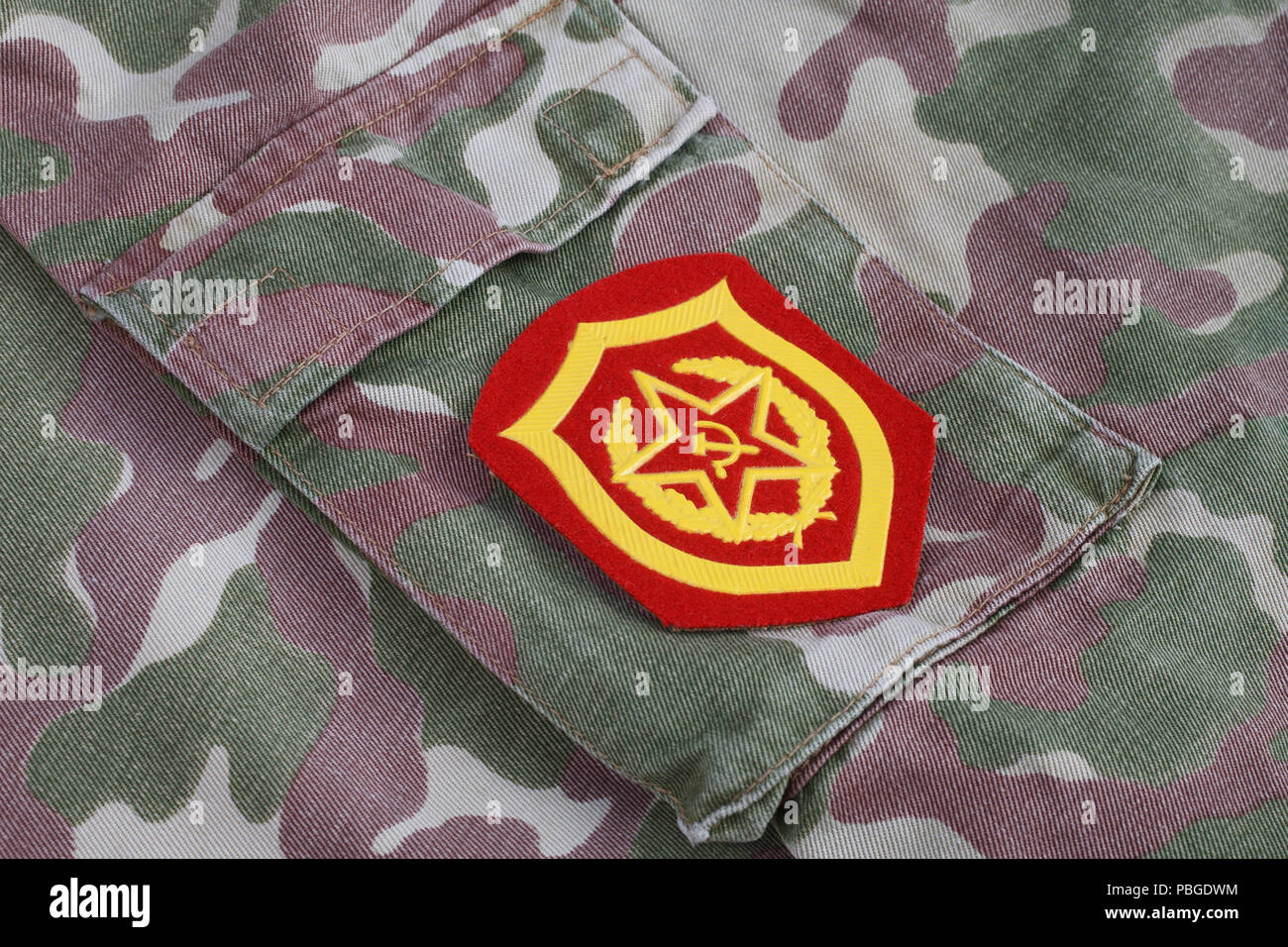 Soviet Army Mechanized infantry shoulder patch on camouflage uniform ...
