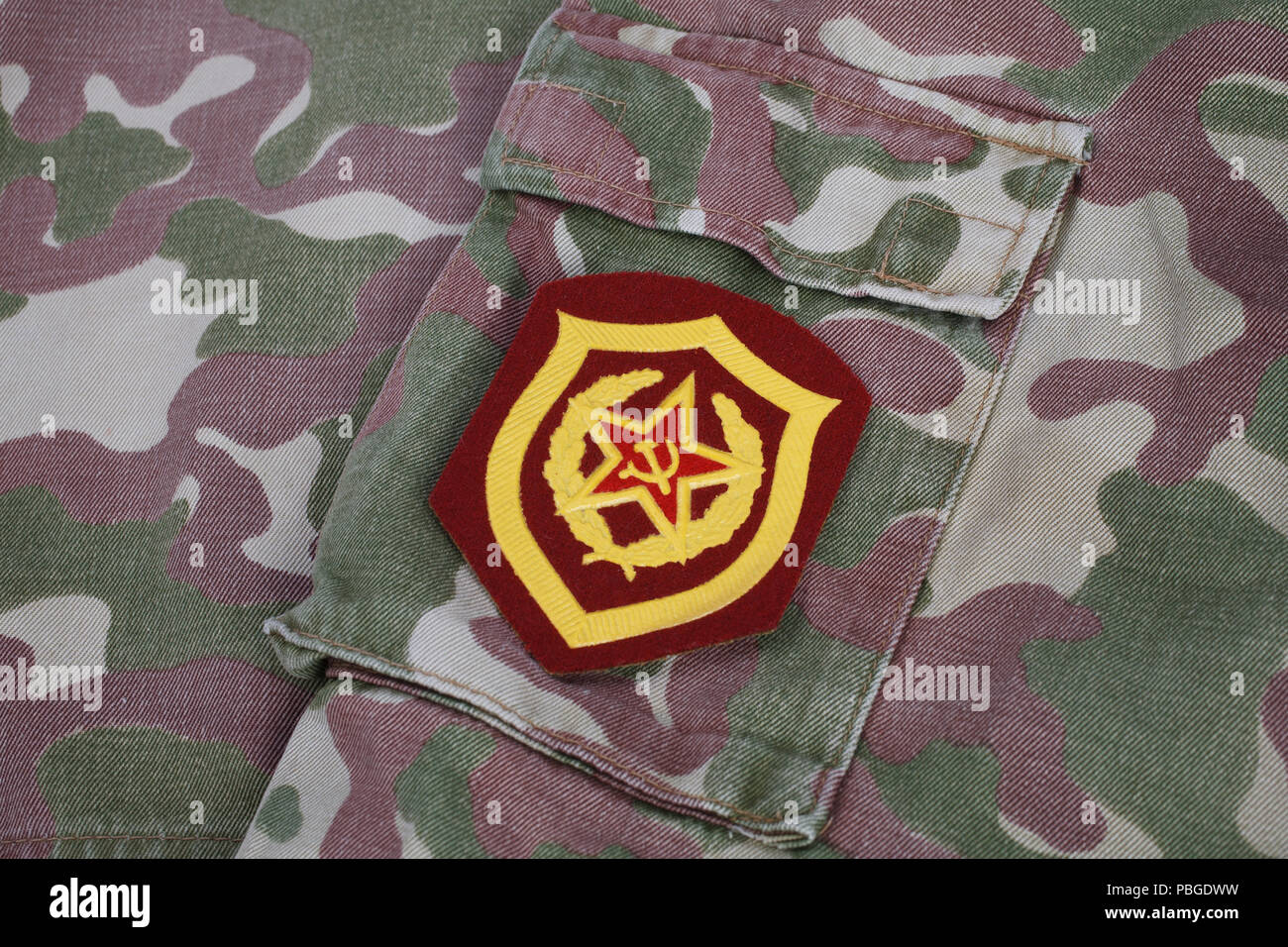 Soviet Army Mechanized infantry shoulder patch on camouflage uniform ...