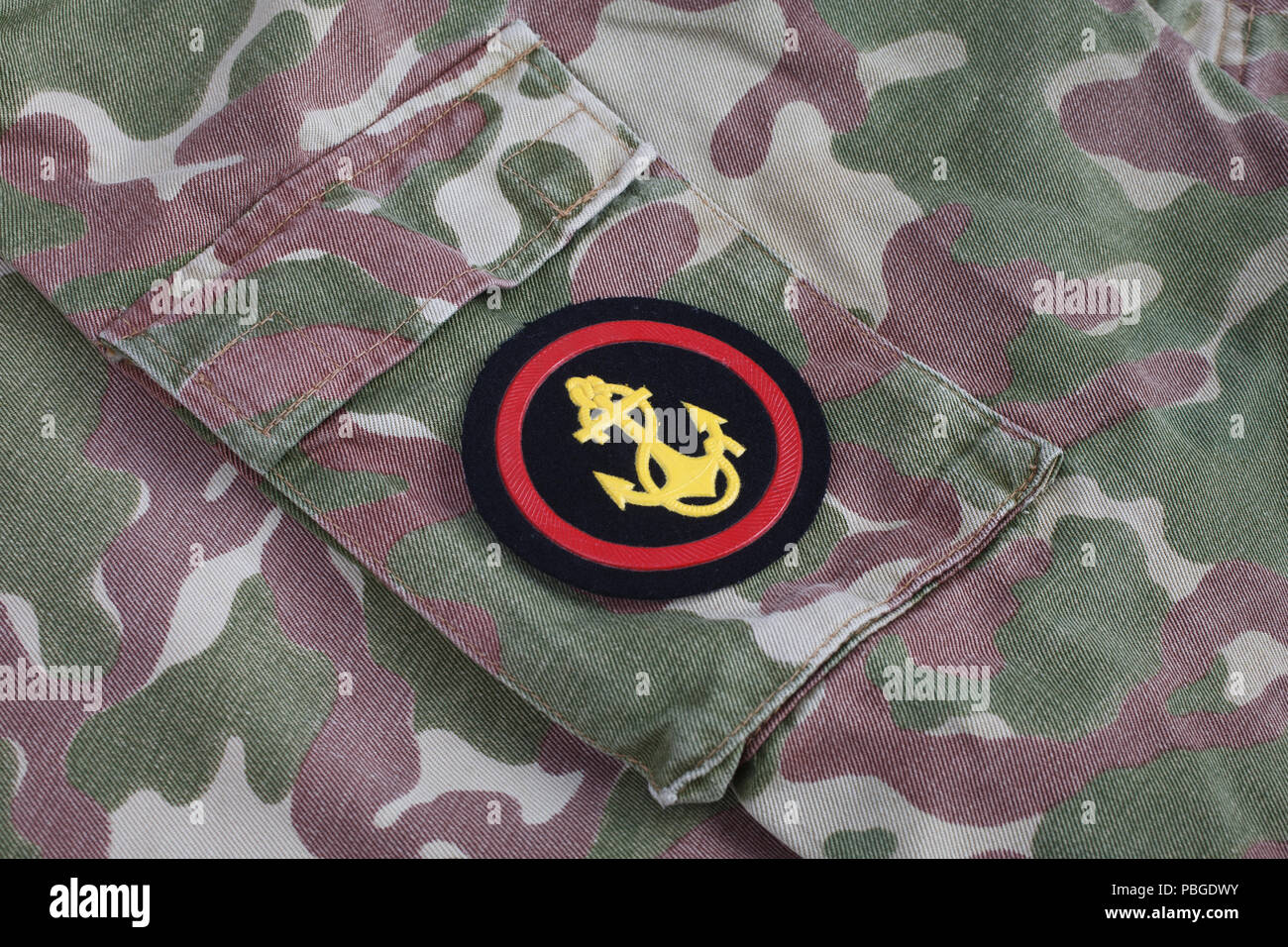 Soviet Army Marines shoulder patch on camouflage uniform Stock Photo ...