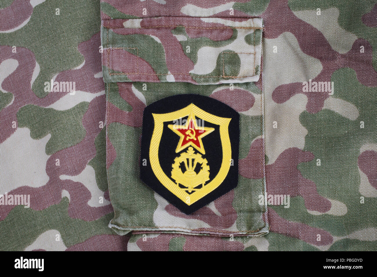 Soviet Army Combat engineer shoulder patch on camouflage uniform Stock ...