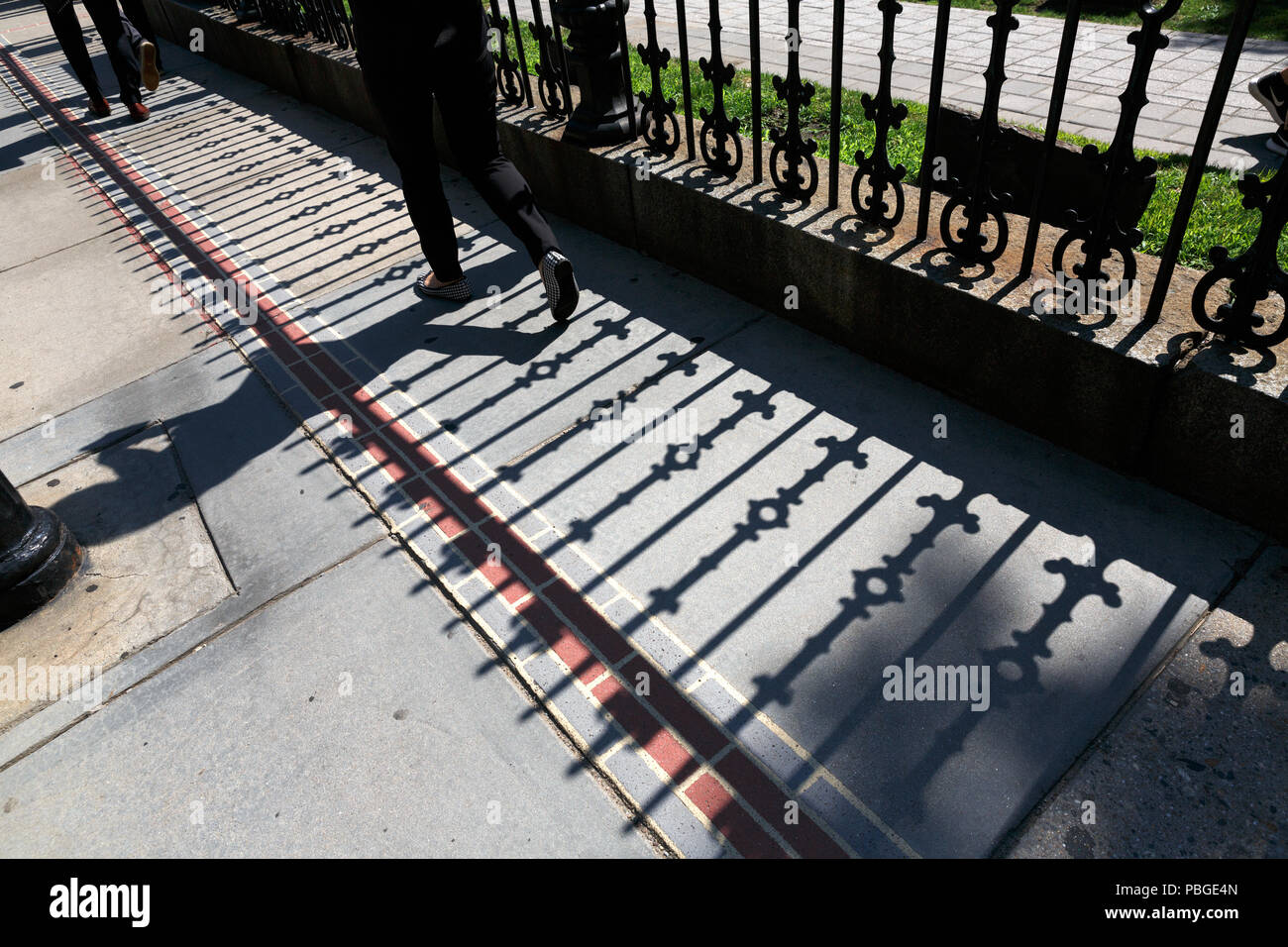 Red brick marks the Freedom Trail, Boston Massachusetts USA Stock Photo ...