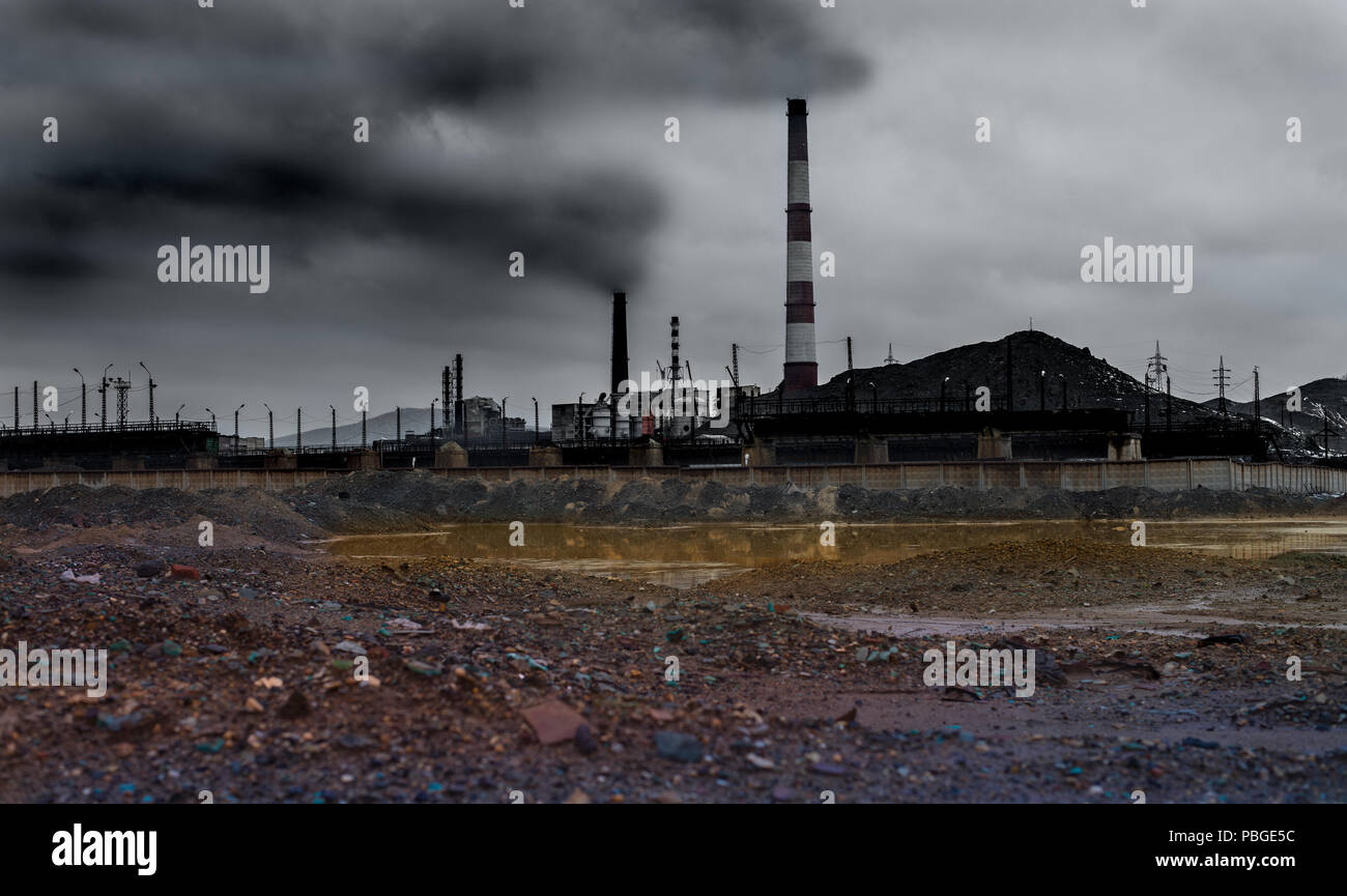landscape pollution of the environment emission of industrial plant ...
