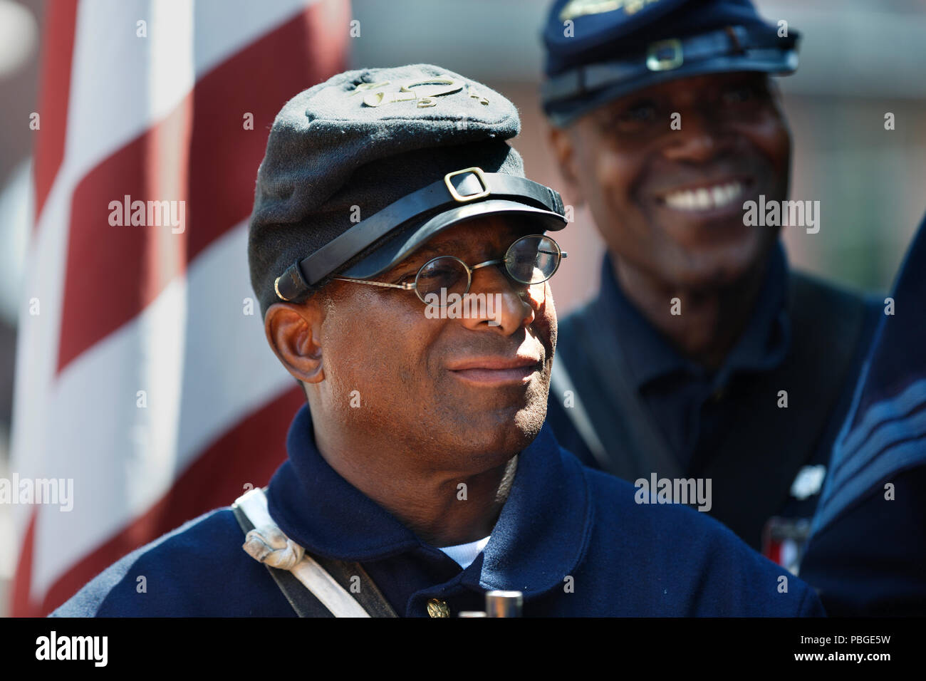 American Civil War re-enactors from Massachusetts 54th Infantry ...