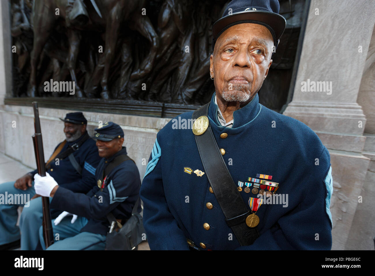 American Civil War re-enactors from Massachusetts 54th Infantry ...