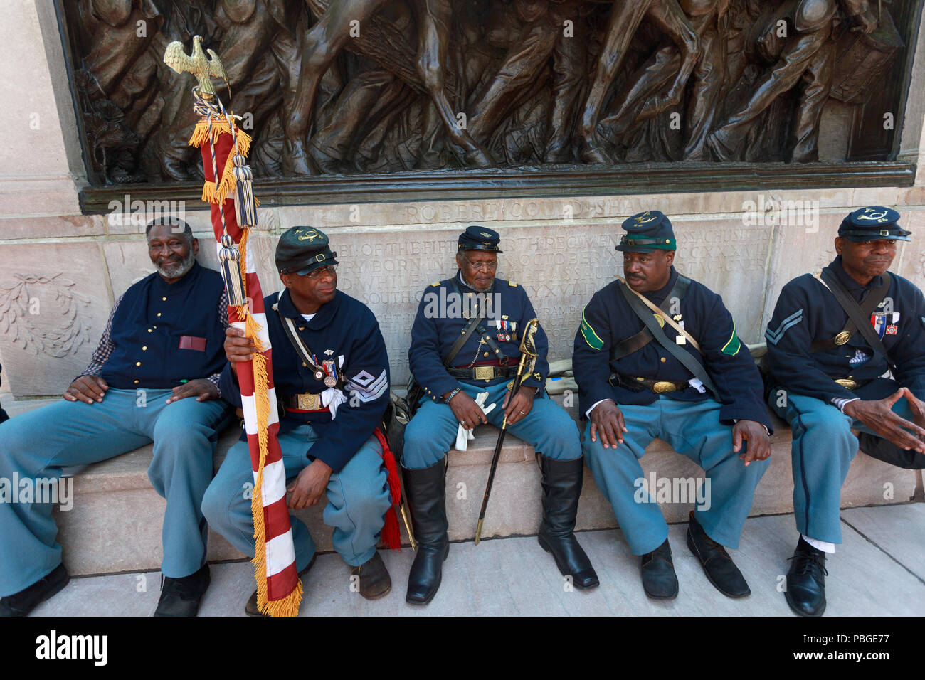 American Civil War re-enactors from Massachusetts 54th Infantry ...
