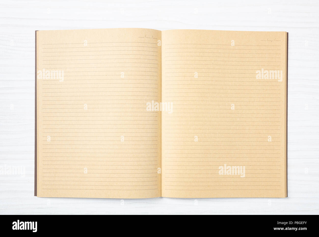 Open blank school notebook or diary, old fashioned, isolated on white ...