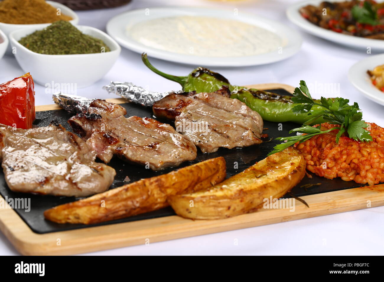 Grilled lamb meat chops Stock Photo - Alamy