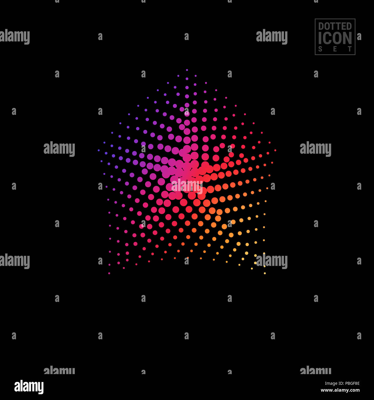 Halftone Up Arrow Isolated on Black Background. Modern Bright Gradient ...