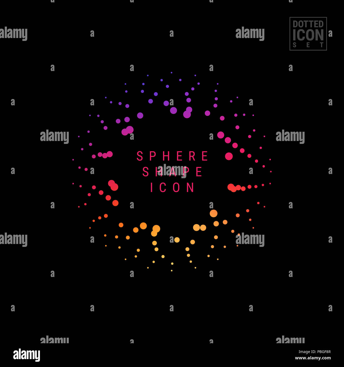 Halftone Spherical Shape Frame Isolated on Black Background. Modern ...