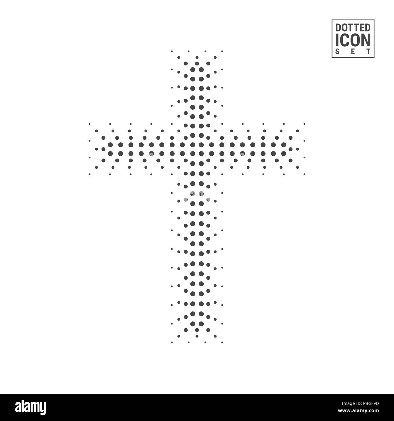 Halftone Christian Cross Isolated on White Background. Half Tone ...