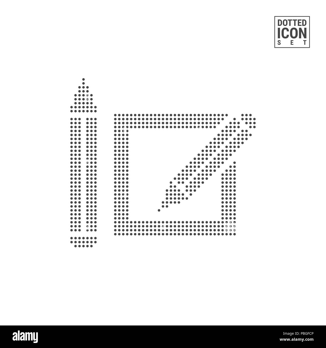 Notepad and Pencil Dot Pattern Icon. Writing Dotted Icon Isolated on ...