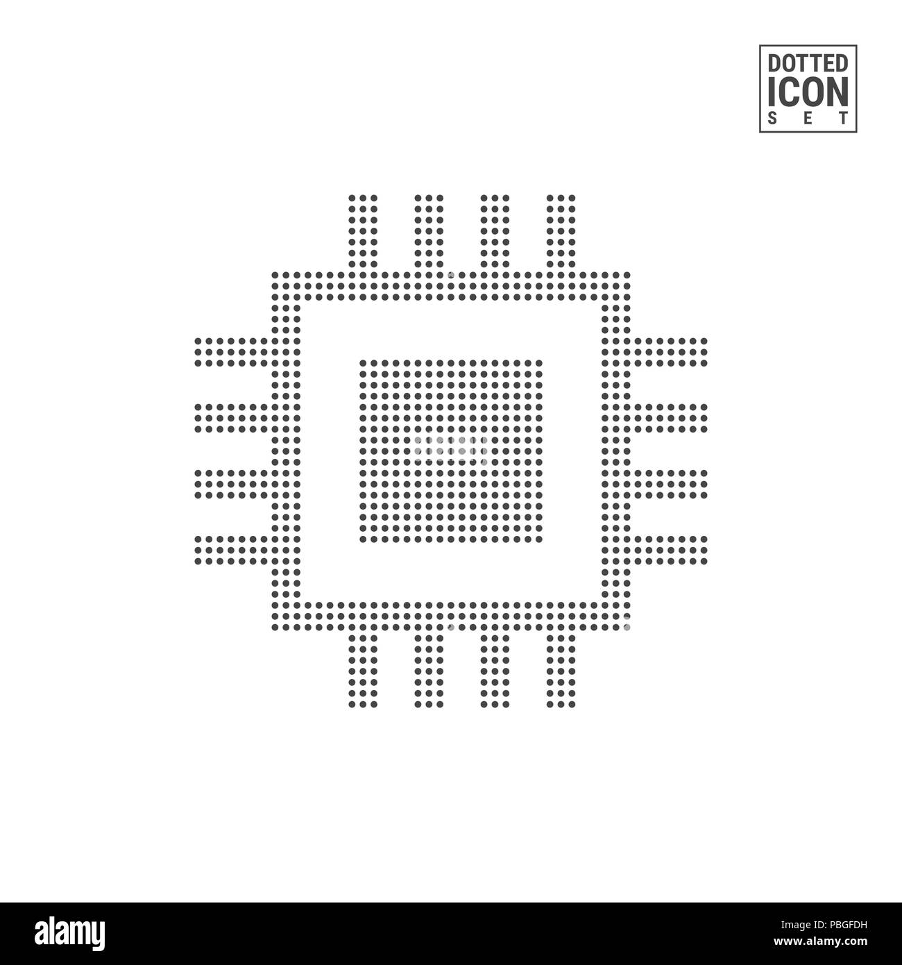Microchip Dot Pattern Icon. Microchip Dotted Icon Isolated on White ...