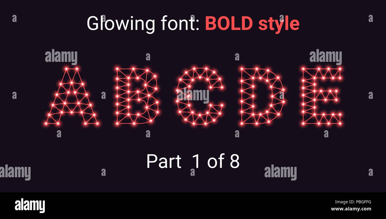 Red Glowing font in the Outline style. Vector Alphabet with Connections ...