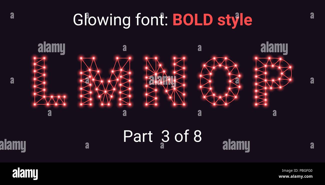 Red Glowing font in the Outline style. Vector Alphabet with Connections ...
