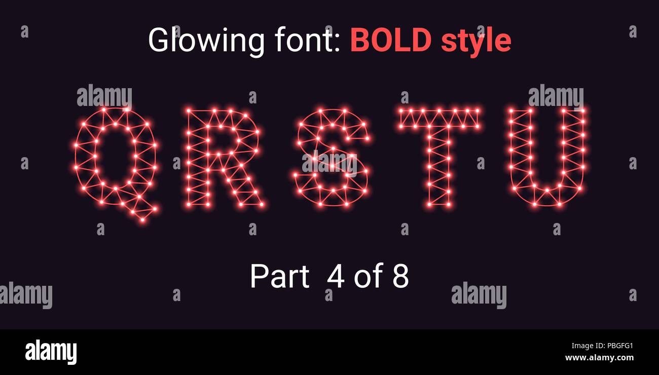 Red Glowing font in the Outline style. Vector Alphabet with Connections ...