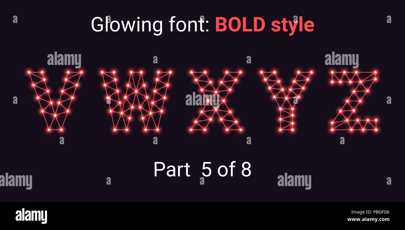 Red Glowing font in the Outline style. Vector Alphabet with Connections ...