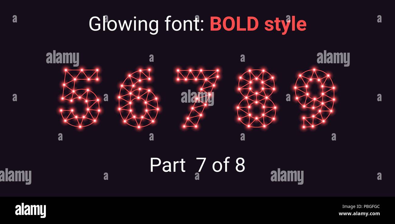 Red Glowing font in the Outline style. Vector Alphabet with Connections ...