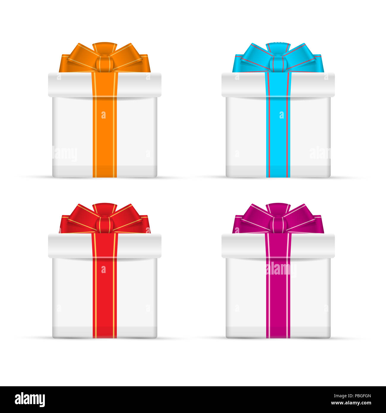 Blank Gift Boxes with Multicolored Ribbons. Design Elements Set for Web ...