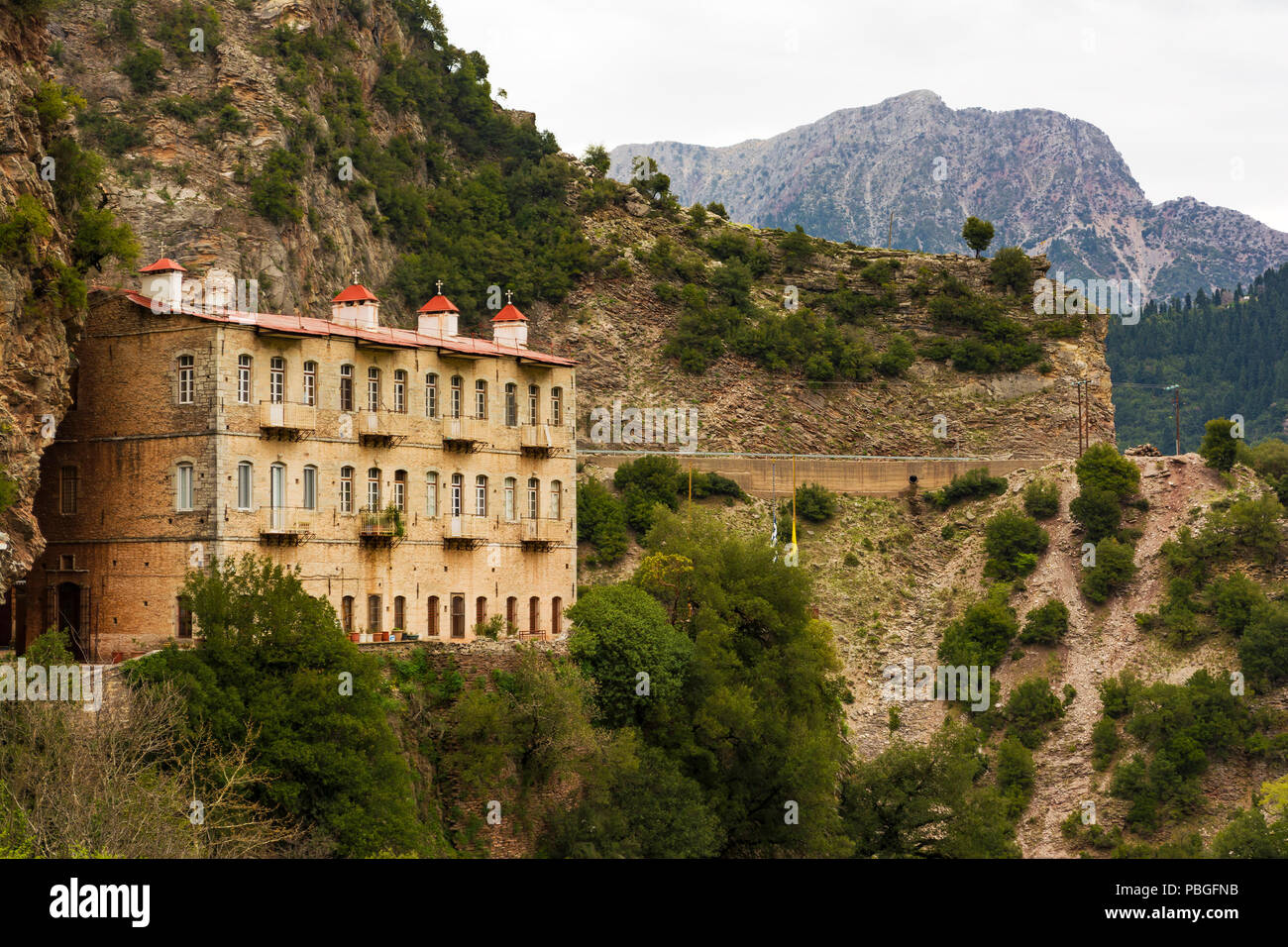 Proussos monastery near Karpenisi town in Evrytania - Greece. The ...