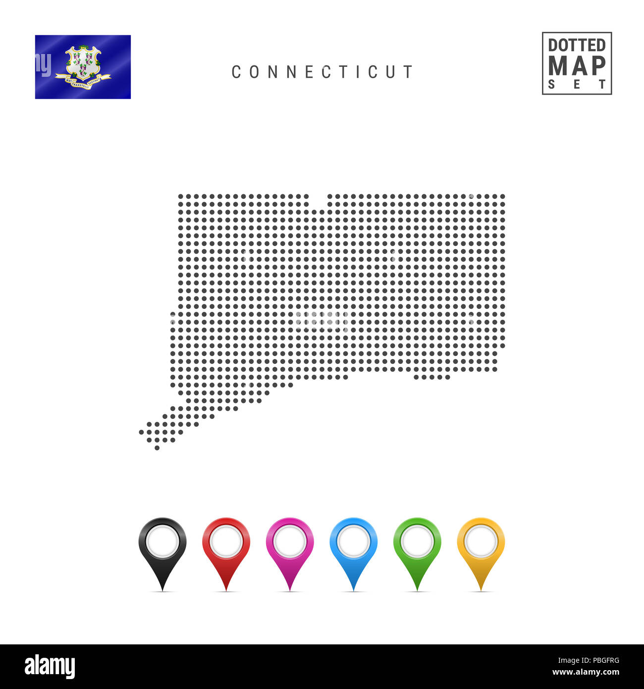 Dots Pattern Map of Connecticut. Stylized Simple Silhouette of ...