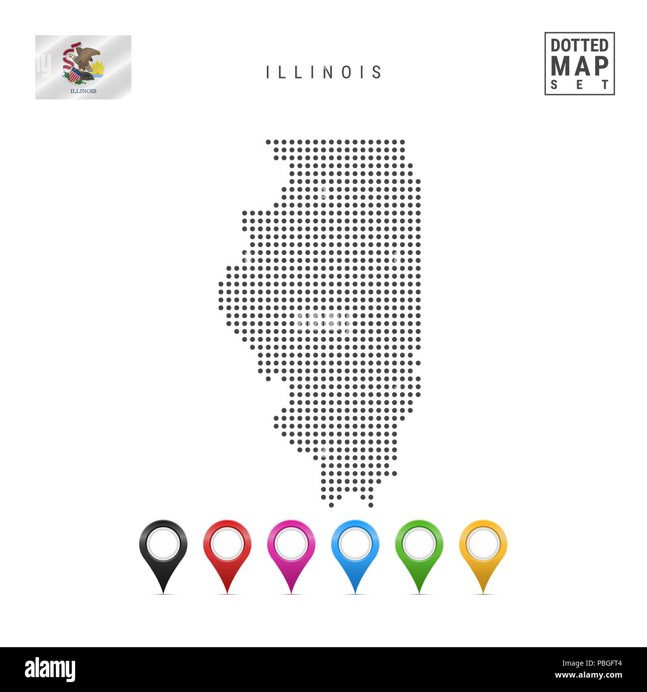 Dots Pattern Map of Illinois. Stylized Simple Silhouette of Illinois ...