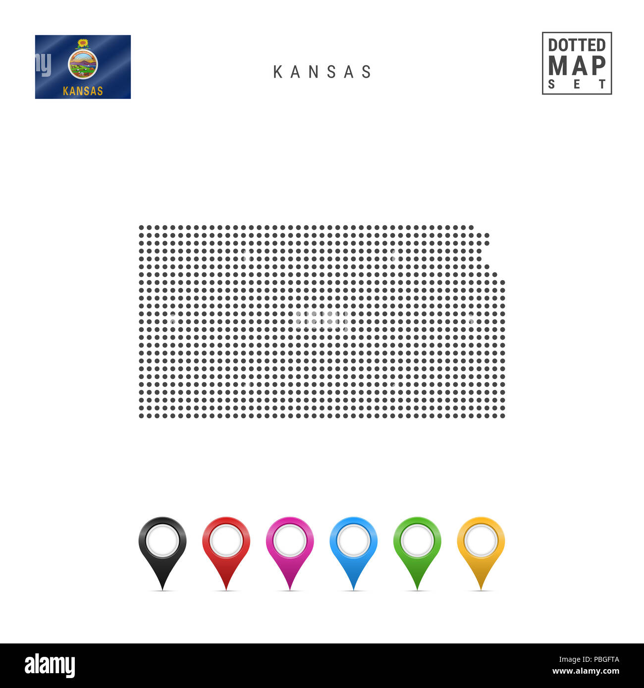 Dots Pattern Map of Kansas. Stylized Simple Silhouette of Kansas. The ...