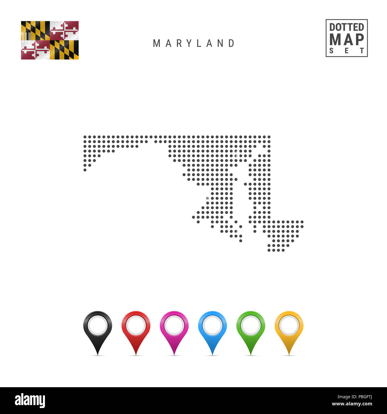 Dots Pattern Map of Maryland. Stylized Simple Silhouette of Maryland ...