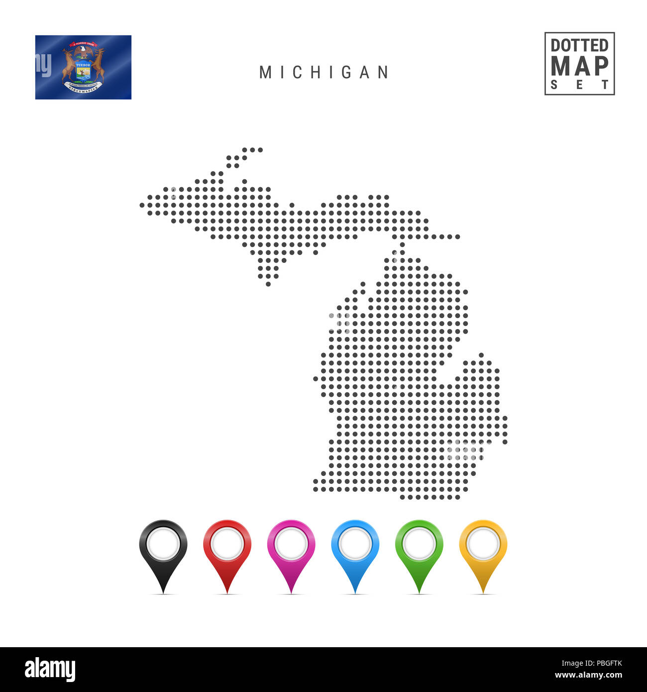 Dots Pattern Map of Michigan. Stylized Simple Silhouette of Michigan ...