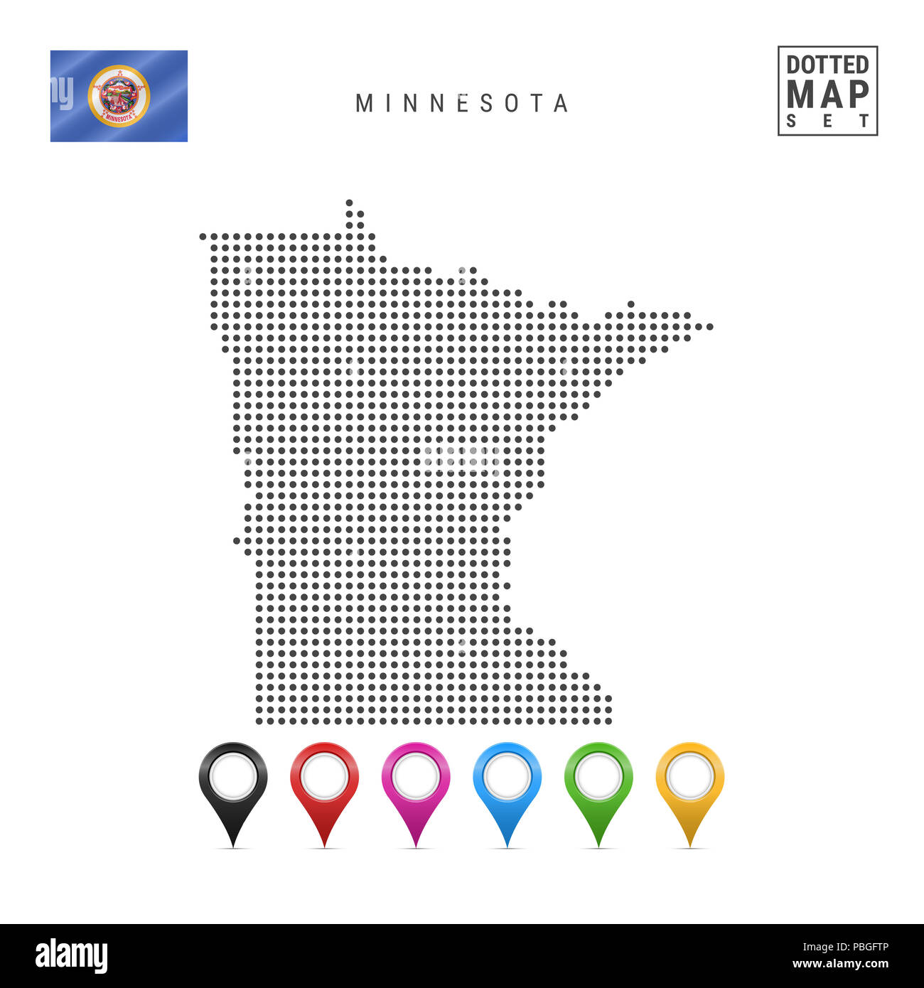 Dots Pattern Map of Minnesota. Stylized Simple Silhouette of Minnesota ...
