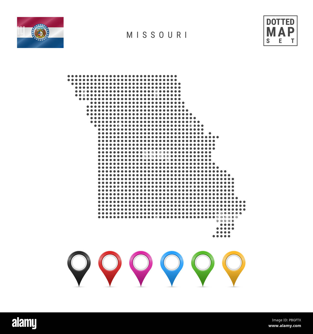 Dots Pattern Map of Missouri. Stylized Simple Silhouette of Missouri ...