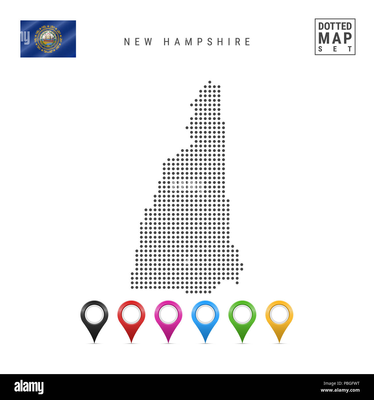 Dots Pattern Map of New Hampshire. Stylized Simple Silhouette of New ...