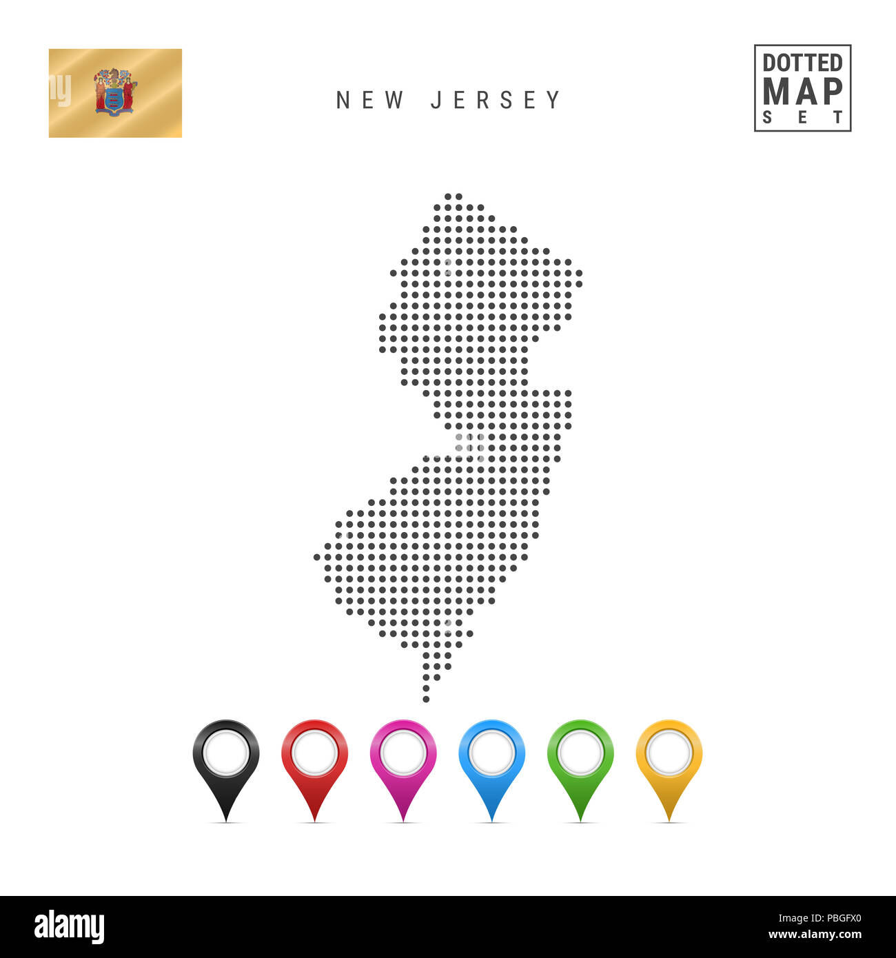 Dots Pattern Map of New Jersey. Stylized Simple Silhouette of New ...